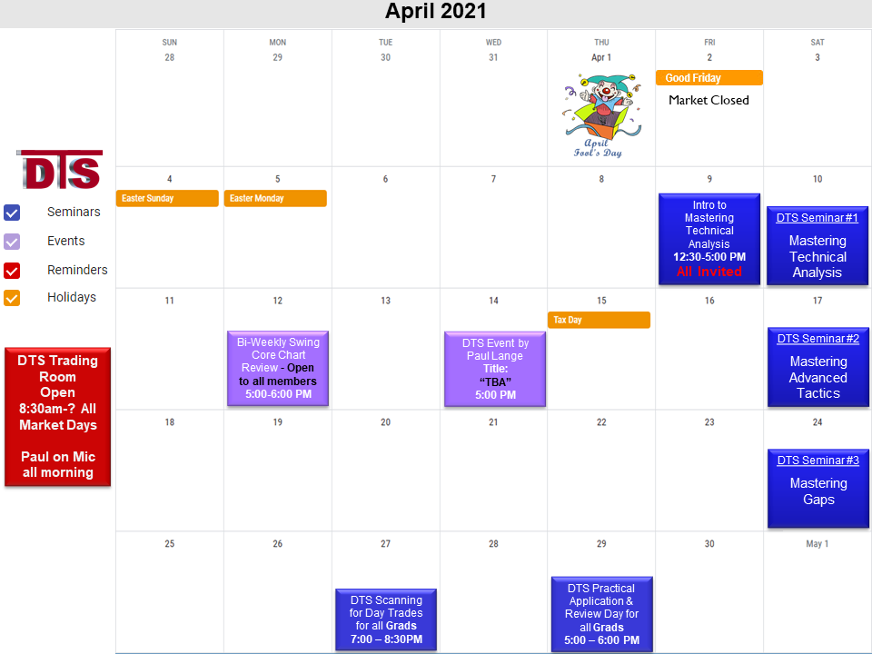 Calendar | Disciplined Trading Strategies