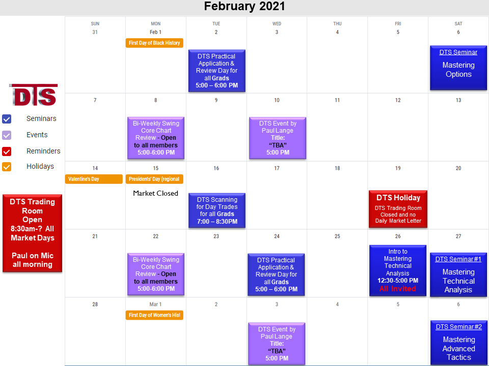 Calendar | Disciplined Trading Strategies