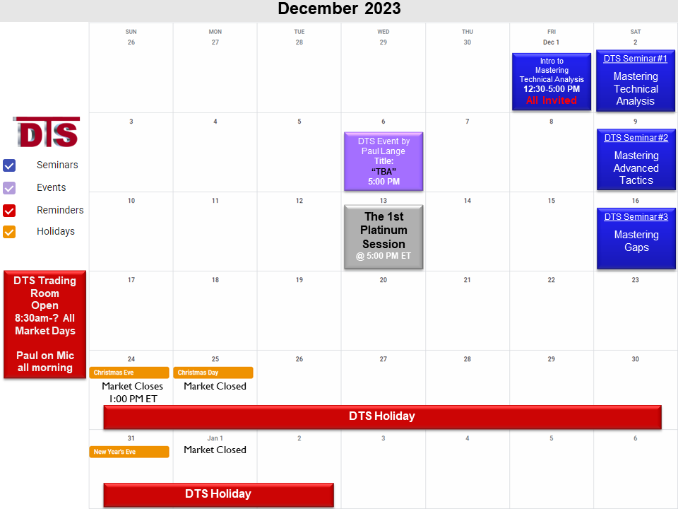 Calendar | Disciplined Trading Strategies